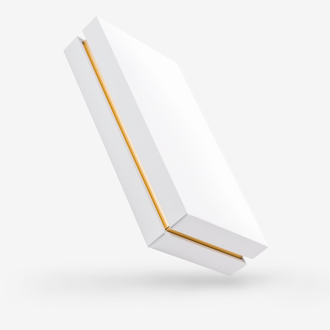 White outside, Gold inside Rectangular Box with Lid – Madovar Packaging LLC